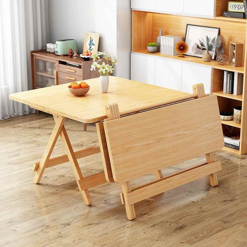Folding Table Dining Table Home Use Solid Wood Dining Table Portable ...