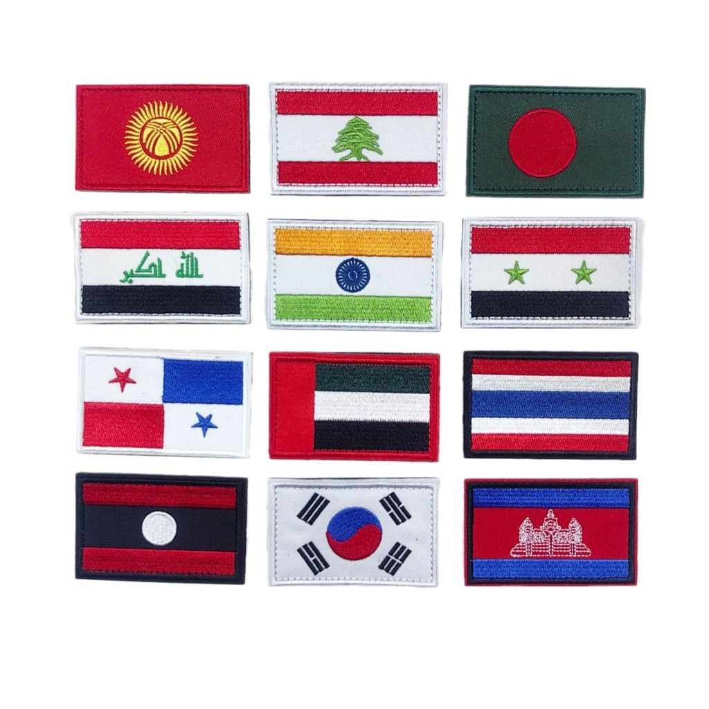 [Custom Velcro patch] HK Asian countries national flags embroidered ...