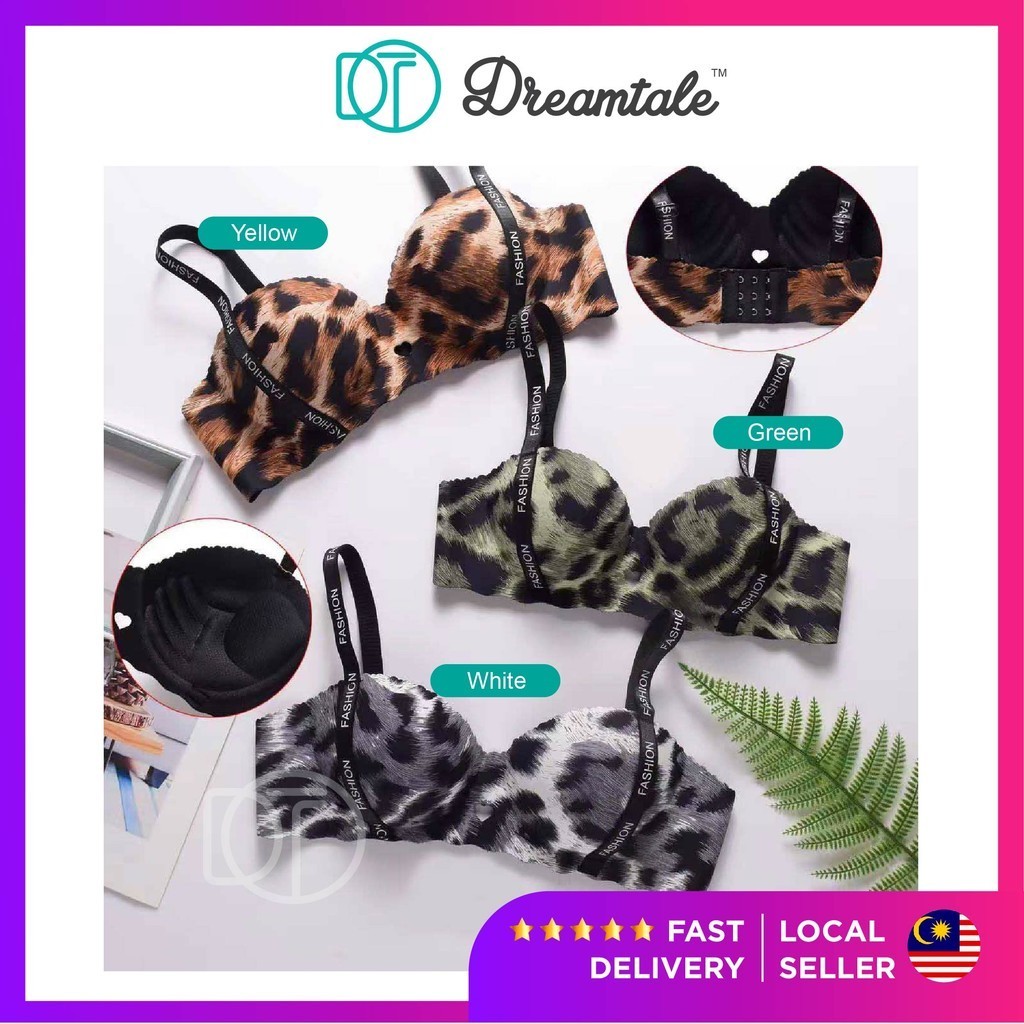 [A Cup] Dreamtale Women Bra Leopard Bra Wireless Push Up Bra Coli ...