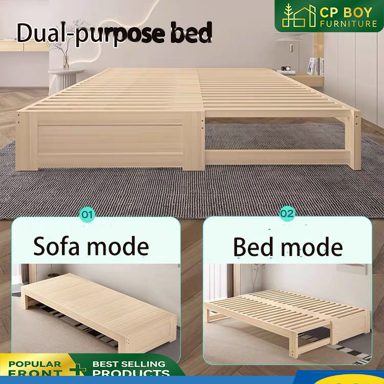 YOOK Pansu Bed Solid Wood Sofa Bed Drawing Telescopic Bed ...