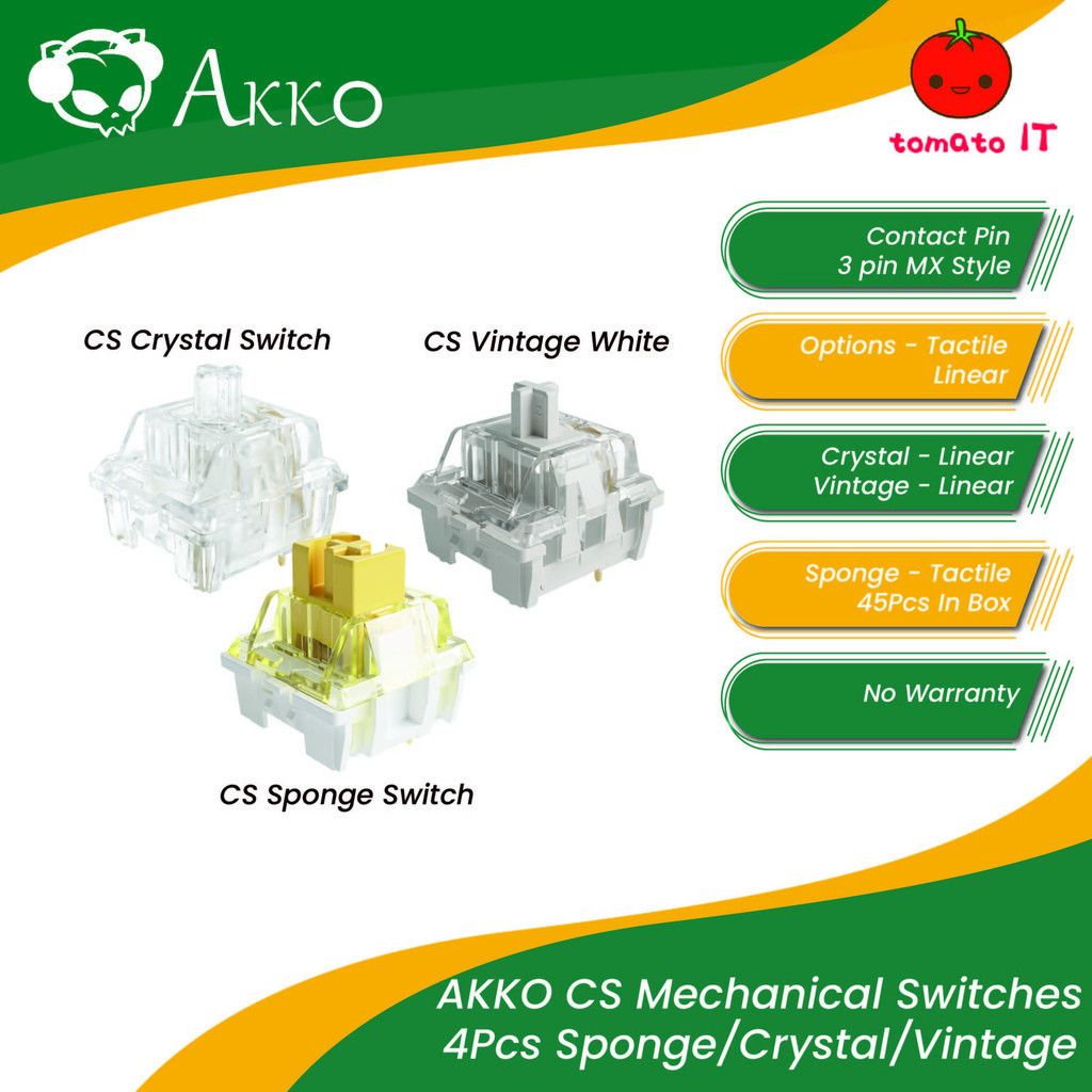AKKO CS Mechanical Switches 45Pcs Per Pack - Vintage White/Sponge Switch/Crystal | Shopee Singapore