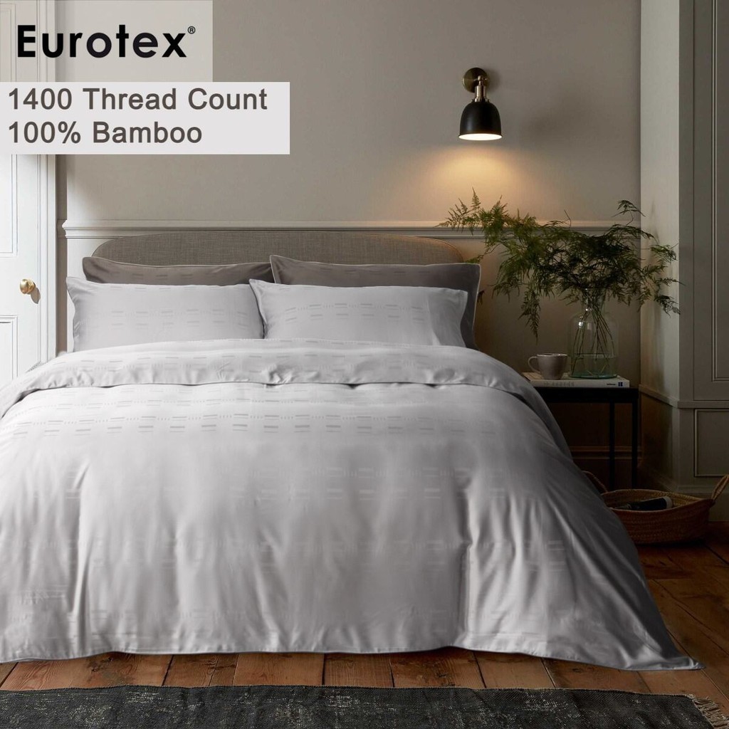 Eurotex 100% Bamboo Fibers, 1400 Thread Count, Fitted Sheet Set ...