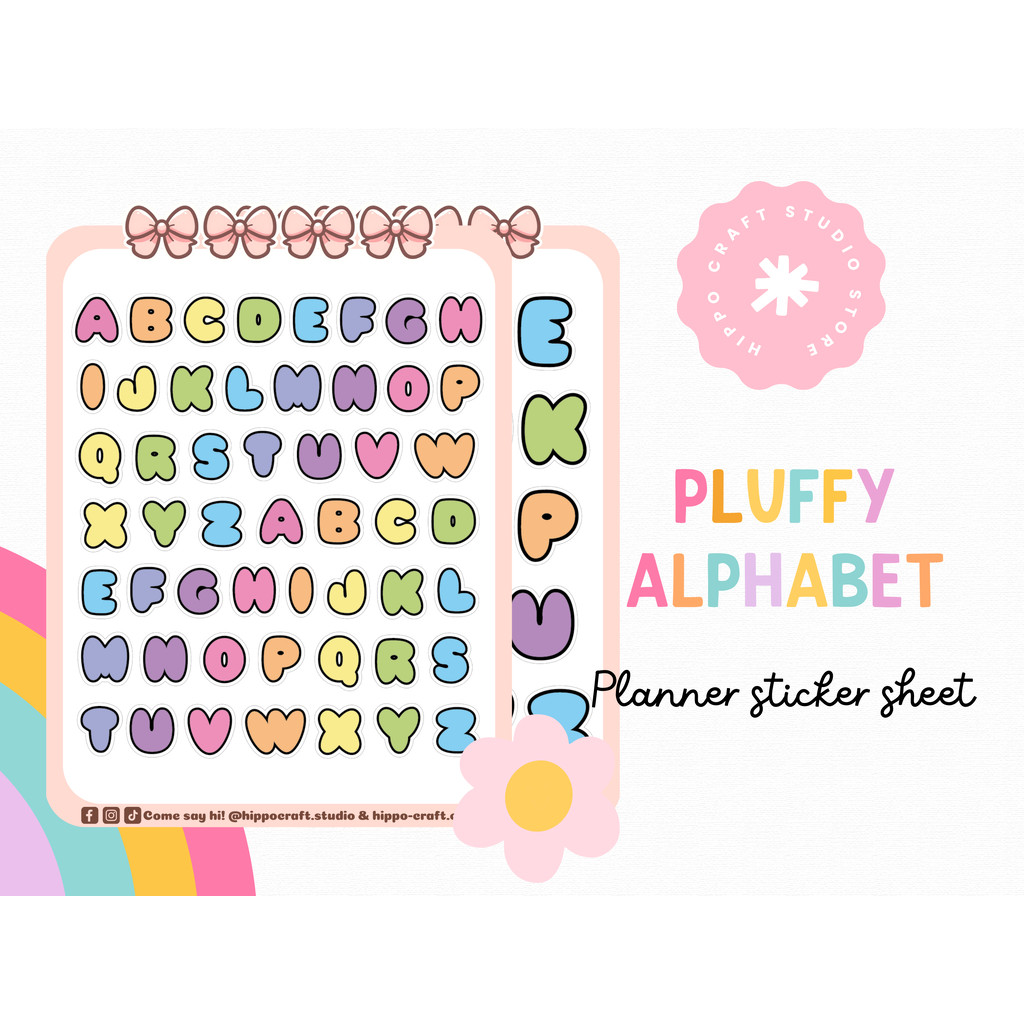 Pluffy alphabet | Planner sticker sheet Az | Shopee Singapore