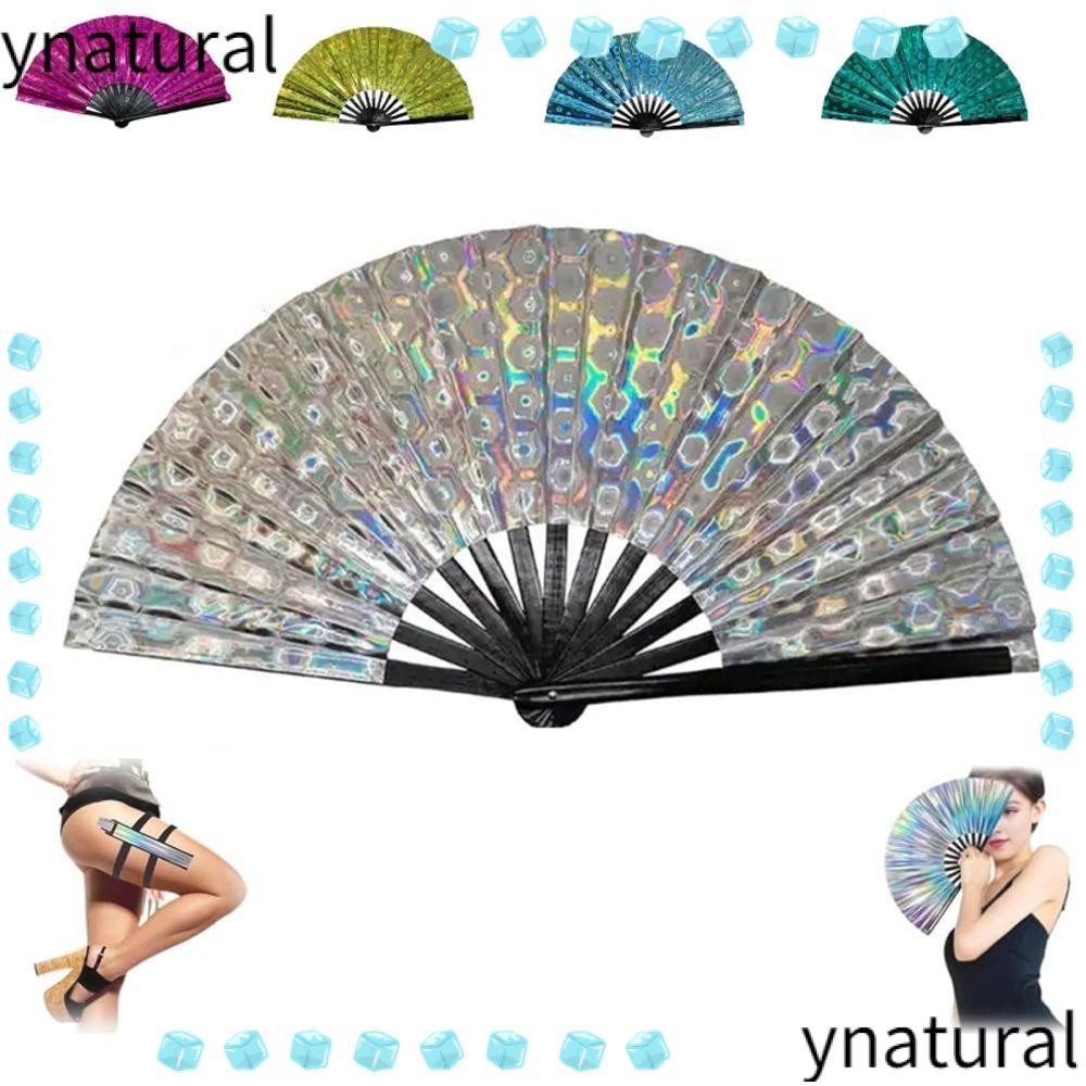 YNATURAL Clack Clapping Fans, PVC 64cm Bamboo Fan, Foldable Portable ...