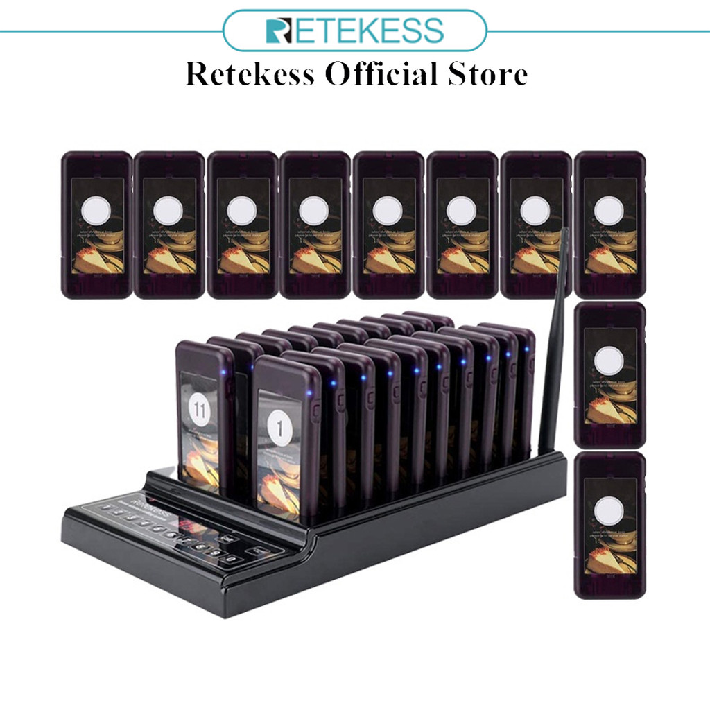 Retekess T112 Restaurant Buzzer Pager System 20 Pagers Wireless Calling ...