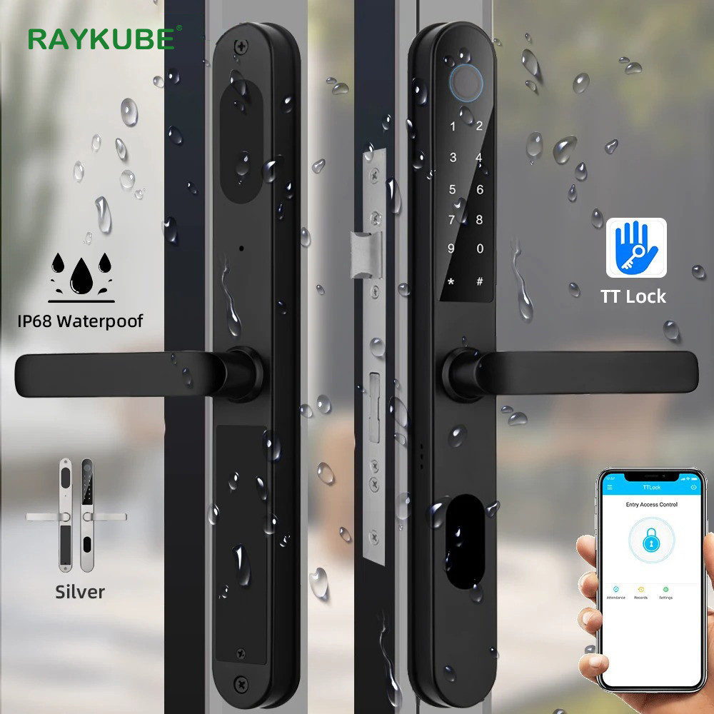 RAYKUBE DQ09 IP68 Waterproof Bluetooth Door Lock Outdoor Aluminum Door ...