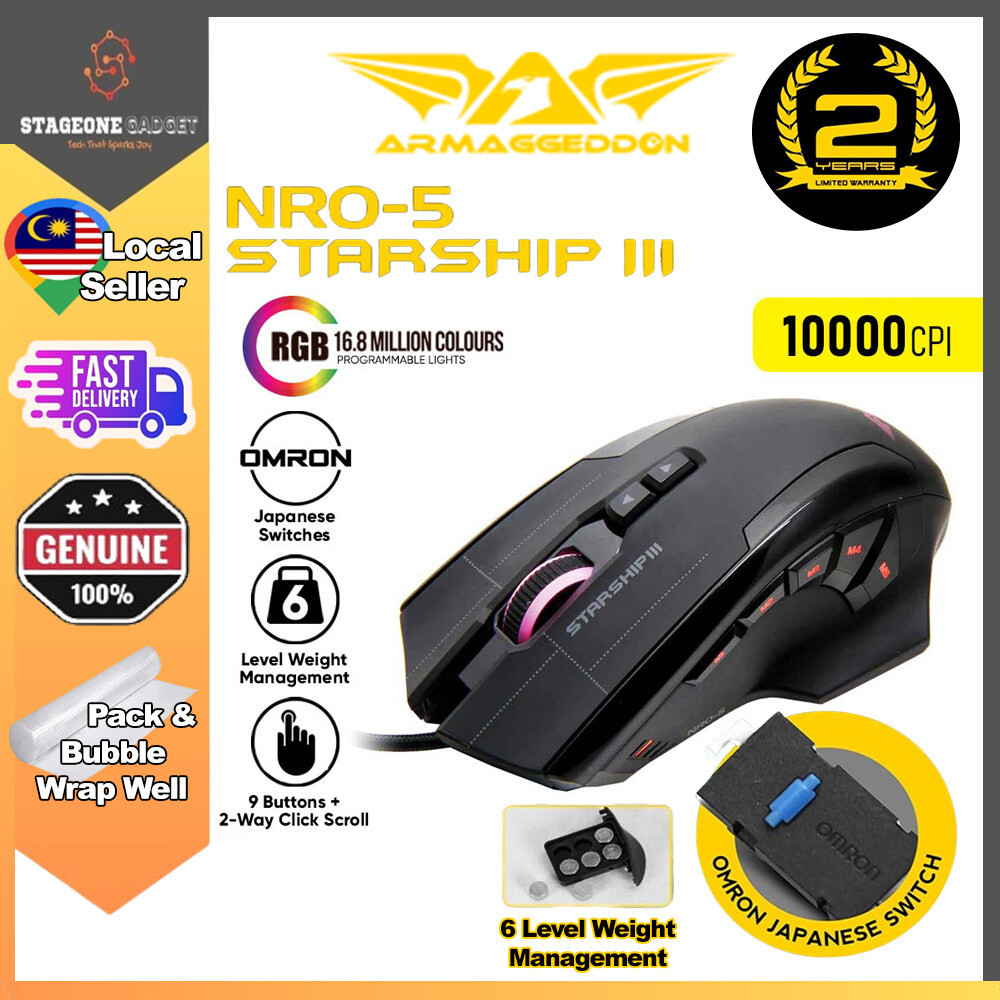 Armaggeddon NRO-5 Starship III 3 Omron Japanese Switch 10000 CPI 6 ...