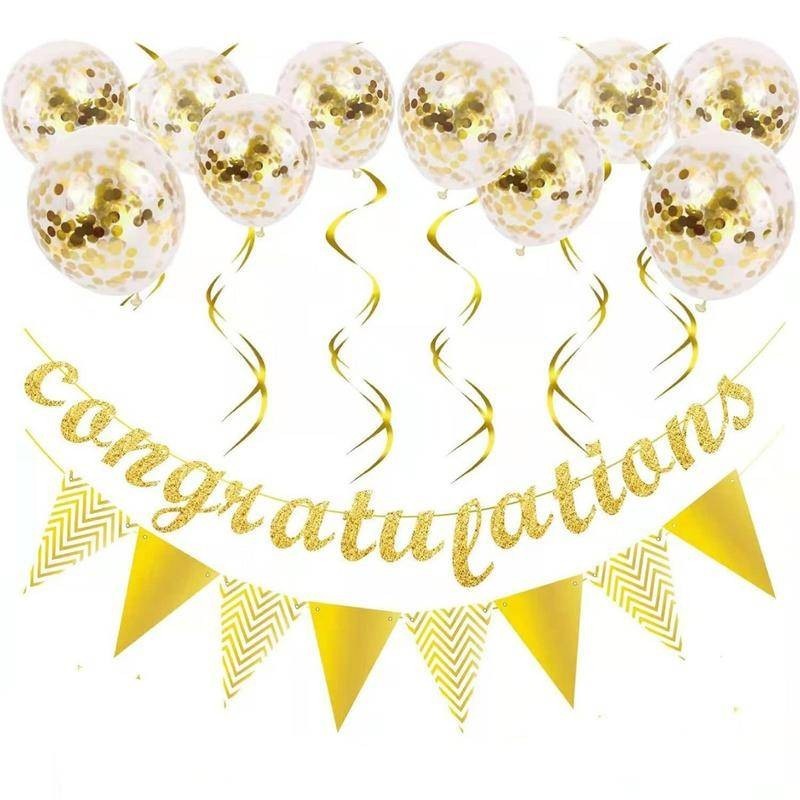 Graduation Party Banner Balloon Pennant Set congratulations Graduation ...