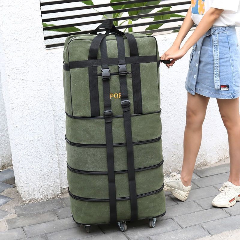 Canvas Foldable Luggage Bag with Expandable Capacity and 360° Rotation ...
