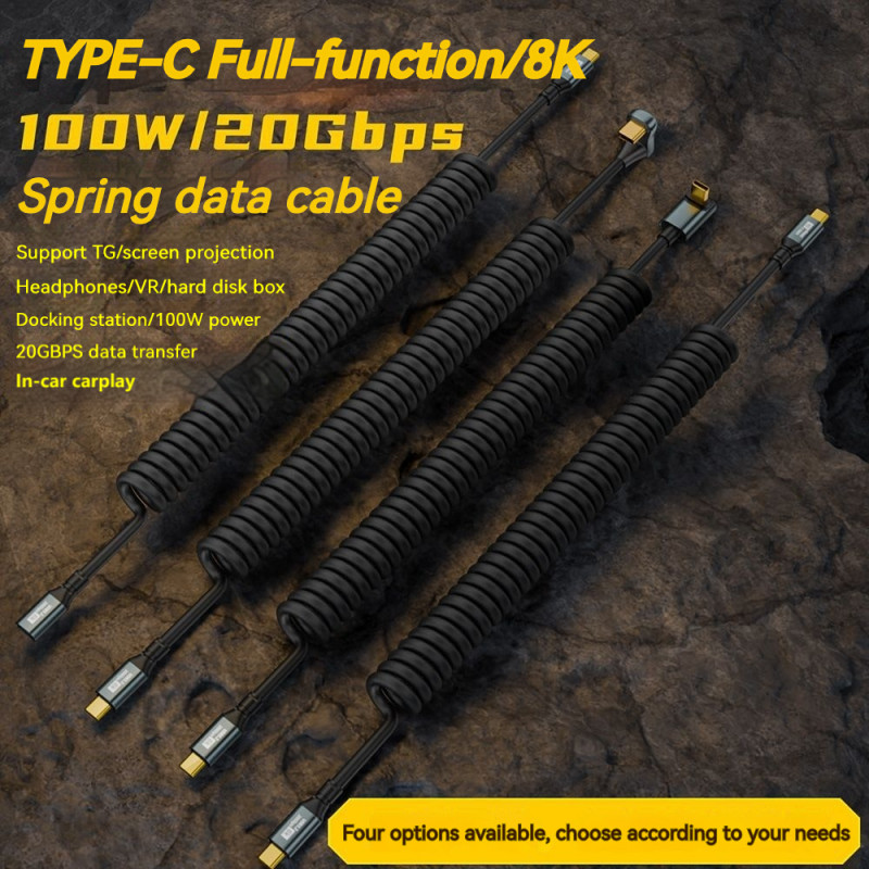 Type-C Spring Data Cable USB3.2 Full Function Cable PD100W Fast ...