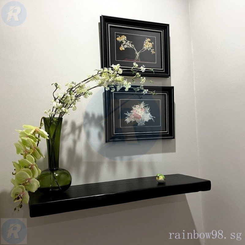 Carbonized Solid Wood Parcel Shelf Black Hallway Partition Bookshelf ...