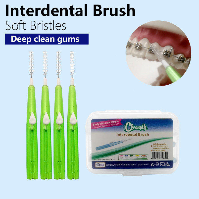 10Pcs/Box 0.6-1.5MM Push-Pull Interdental Brush Slim Ortho Floss ...