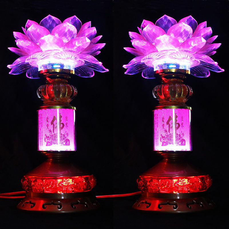 【Fast shipping】神台灯 led light altar light 神灯 for buddha crystal color莲花灯 ...