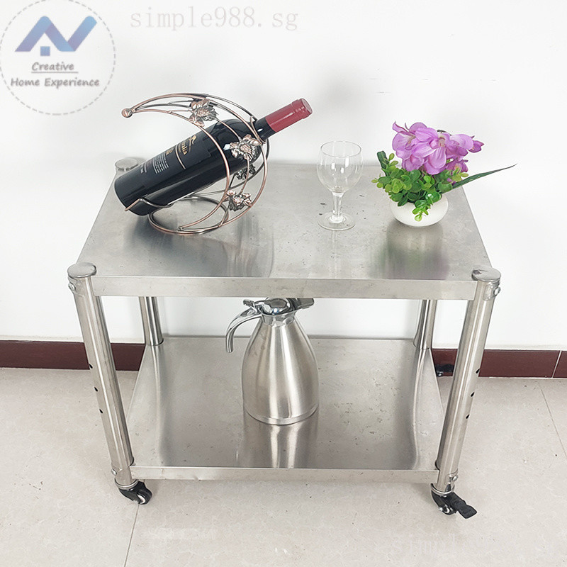 Kitchen Stainless Steel Small Cart Storage Rack with Universal Wheels ...