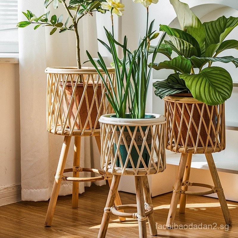 Northern Europe ins Wind Living Room Plant Bamboo Woven Flower Basket ...