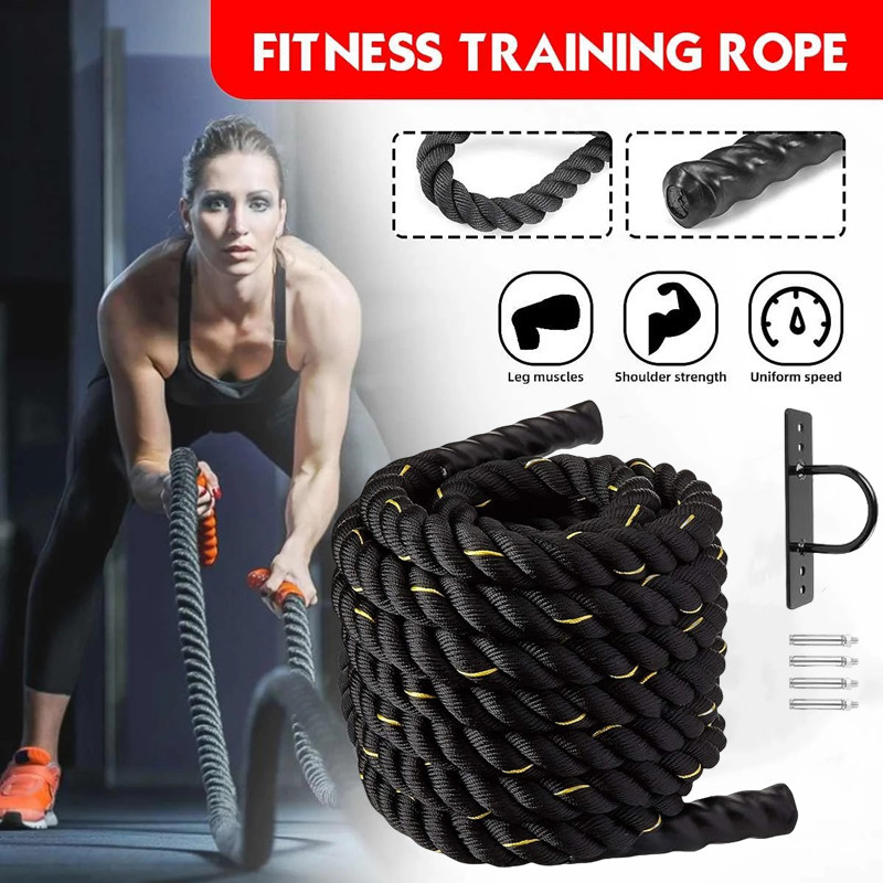 Battle Ropes with Anchor Strap Kit and Exercise Poster – Upgraded ...