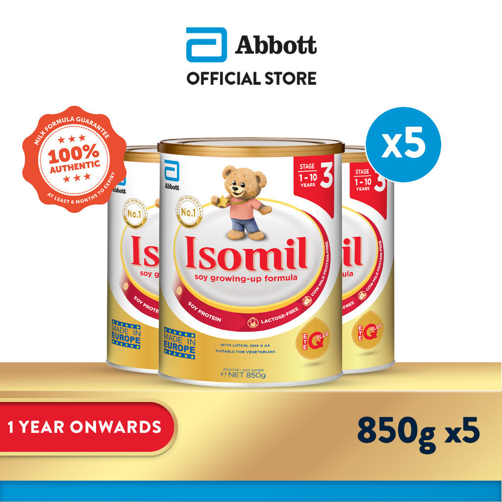 [Bundle of 5] Isomil® Stage 3 Soy Growing-Up Formula 850g (1-10 years ...