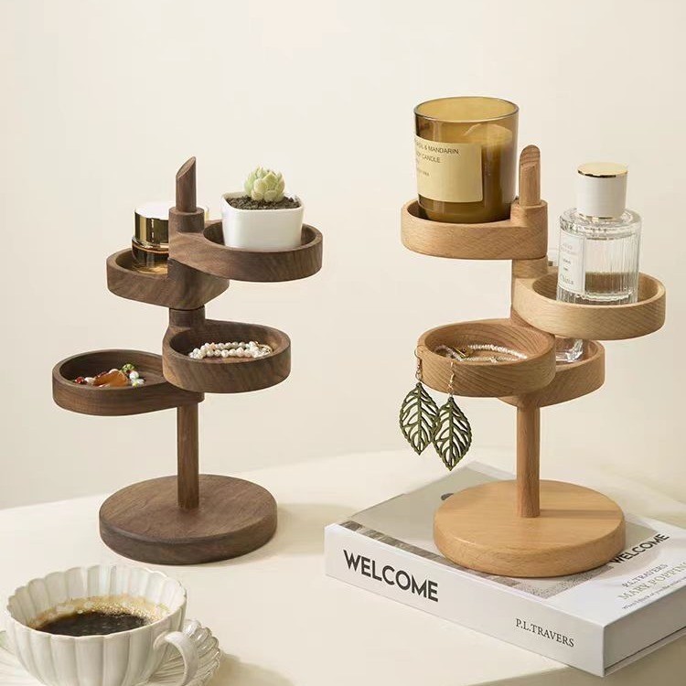 Leder Wooden Multi-Layer Rotatable Storage Rack Entrance Entrance Key ...
