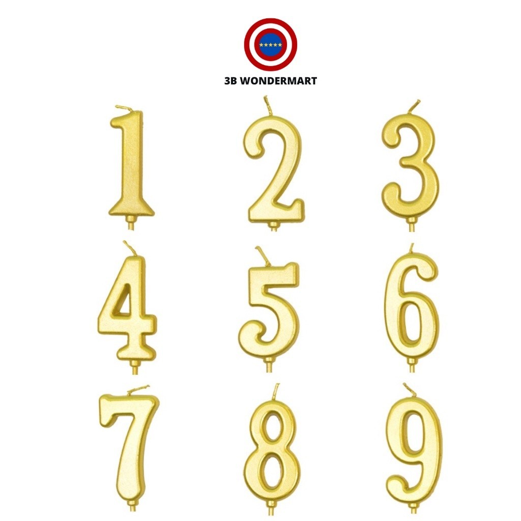 Gold Colour Number Birthday Candle Party Hiasan Kek Lilin Birthday ...