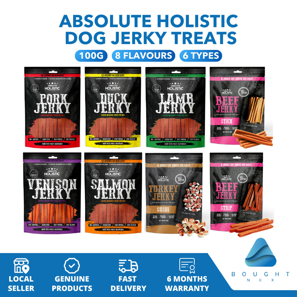 Absolute Holistic Dog Jerky Treats 100g - Training Rewards, Tasty ...
