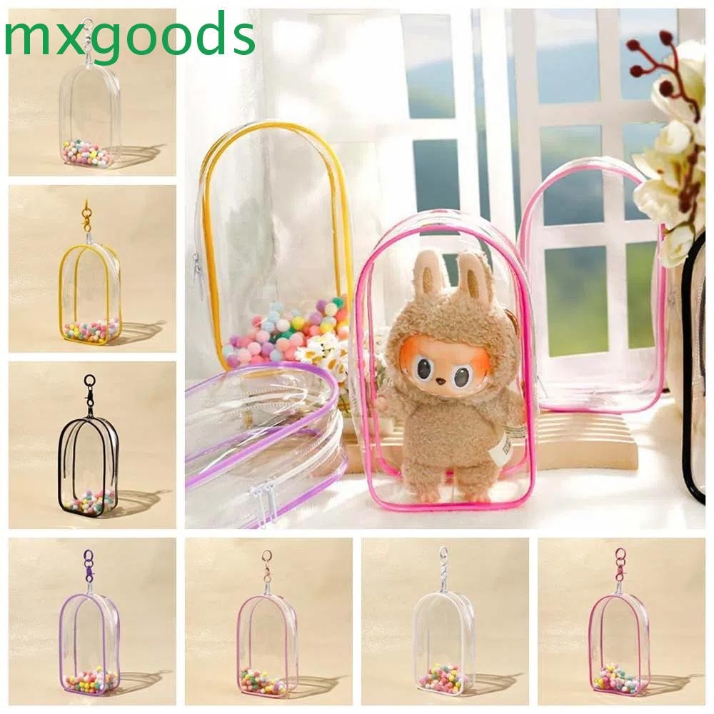 MXGOODS Labubu Clear Outdoor Doll Bag, With Keychain Hair Balls Doll Storage Pouch, Dolls ...