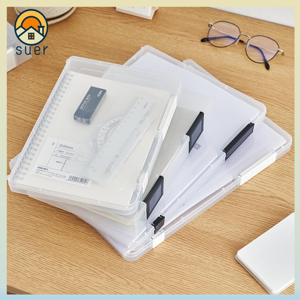 SUERHD A4 File Box, Dustproof Transparent A4 File Storage Box, Plastic ...