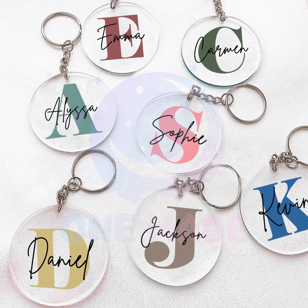 Personalized Custom Name Acrylic Keychain | Customized Initial Letter ...