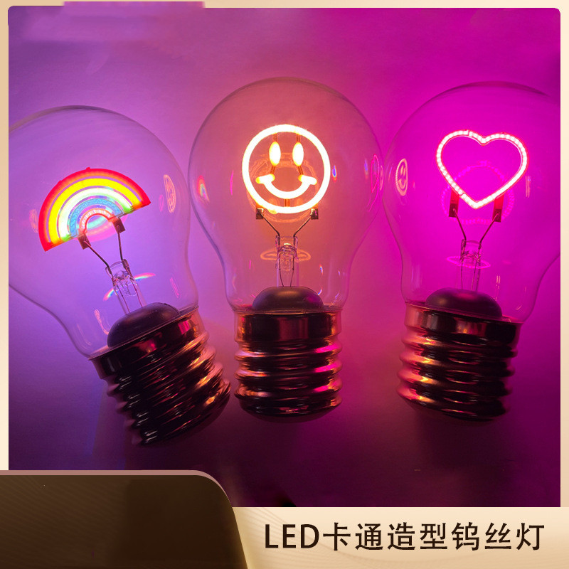 Led Retro Edison Tungsten Bulb Cartoon Style Art Decorative Light Pink ...