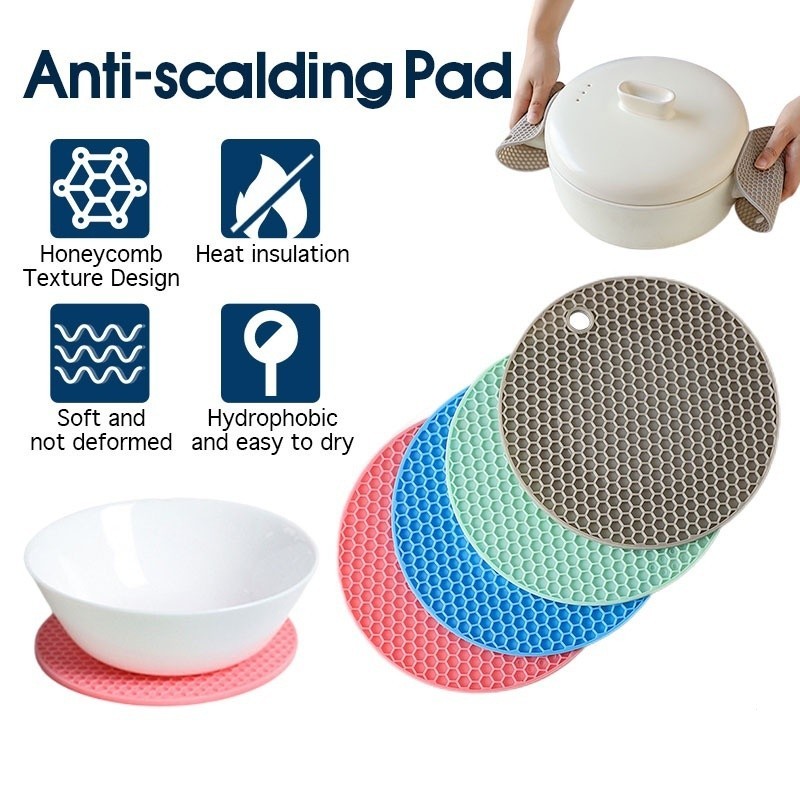 Round Insulation Heat Resistant Placemat Silicone Mat Non-slip Pot ...