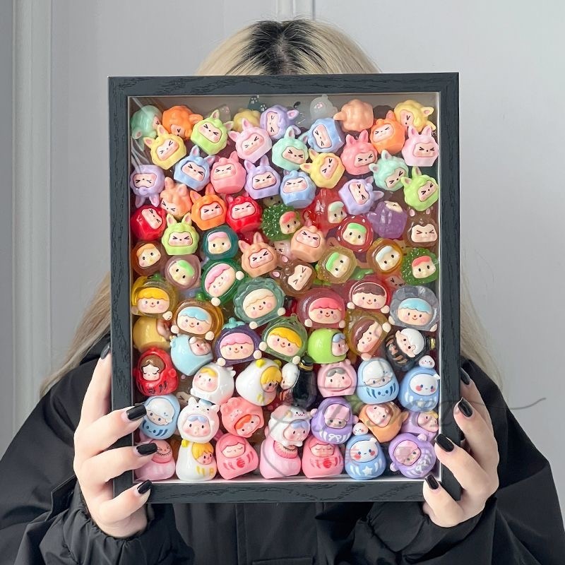 Wooden Transparent Cute Grain Photo Frame Pop Mart Display Frame Hand ...