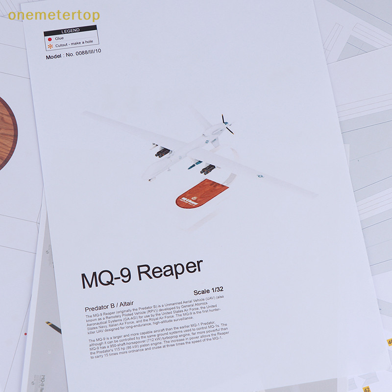 Onemetertop 1:32 America MQ-9 Reaper Reconnaissance Aircraft Plane DIY ...