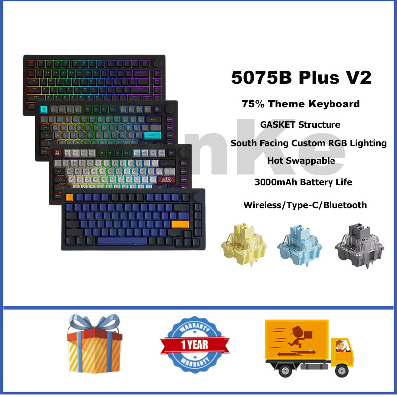 Akko 5075B Plus V2 Wireless Mechanical Keyboard 75% RGB Hot Swappable ...