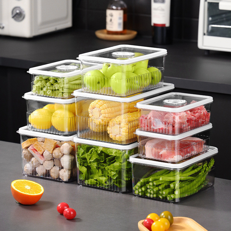 Refrigerator Storage Box with Lid Food Container Organizer Case with ...