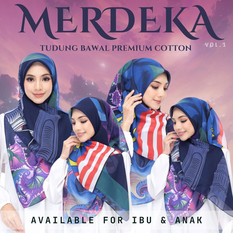 BAWAL MERDEKA/TUDUNG MERDEKA/BAWAL COTTON BIDANG 45/BIDANG 50/CORAK ...