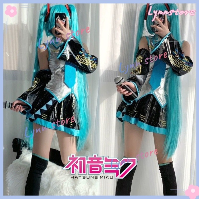 MIKU Cosplay HATSUNE MIKU Cosplay Costume Patent Leather Dress+Wig Set ...