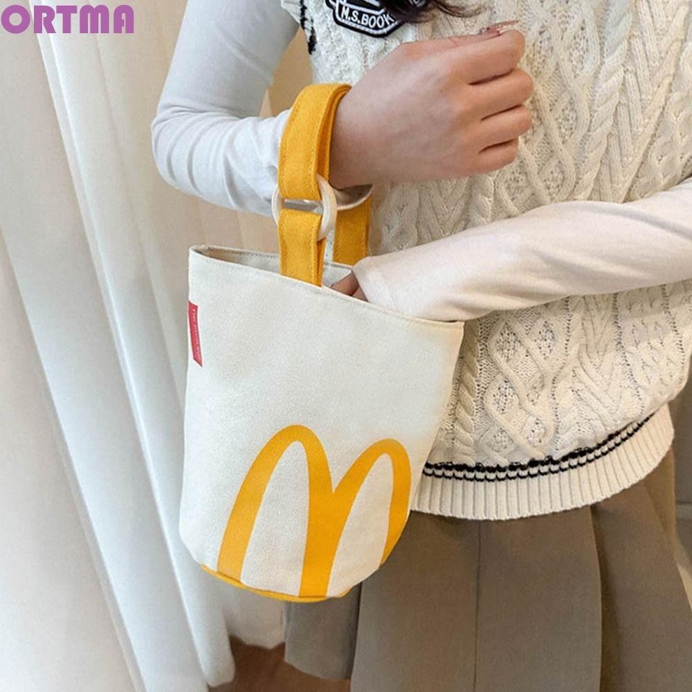 ORTMA Canvas Handbag, Korean Style KFC McDonald's Bucket Bag, Sweet ...