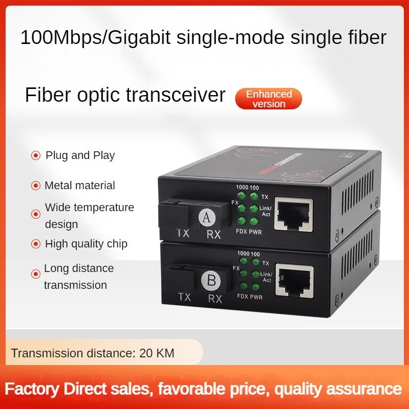 100m/gigabit 1SFP+1RJ45 Optical Fiber Transceiver Manufacturer Single ...