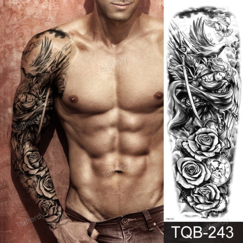 Tattoo Sticker Men Sleeve Large Temporary Tattoos Full Arm Body Art ...