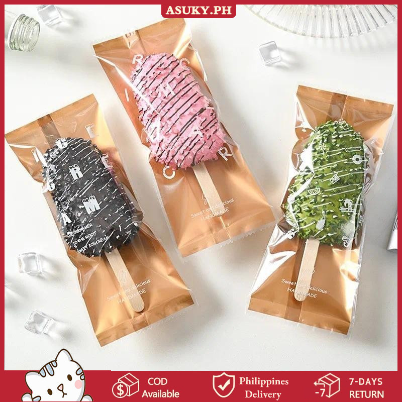 100Pcs Food Grade IceCream Bags Disposable Plastic Popsicle Protective ...