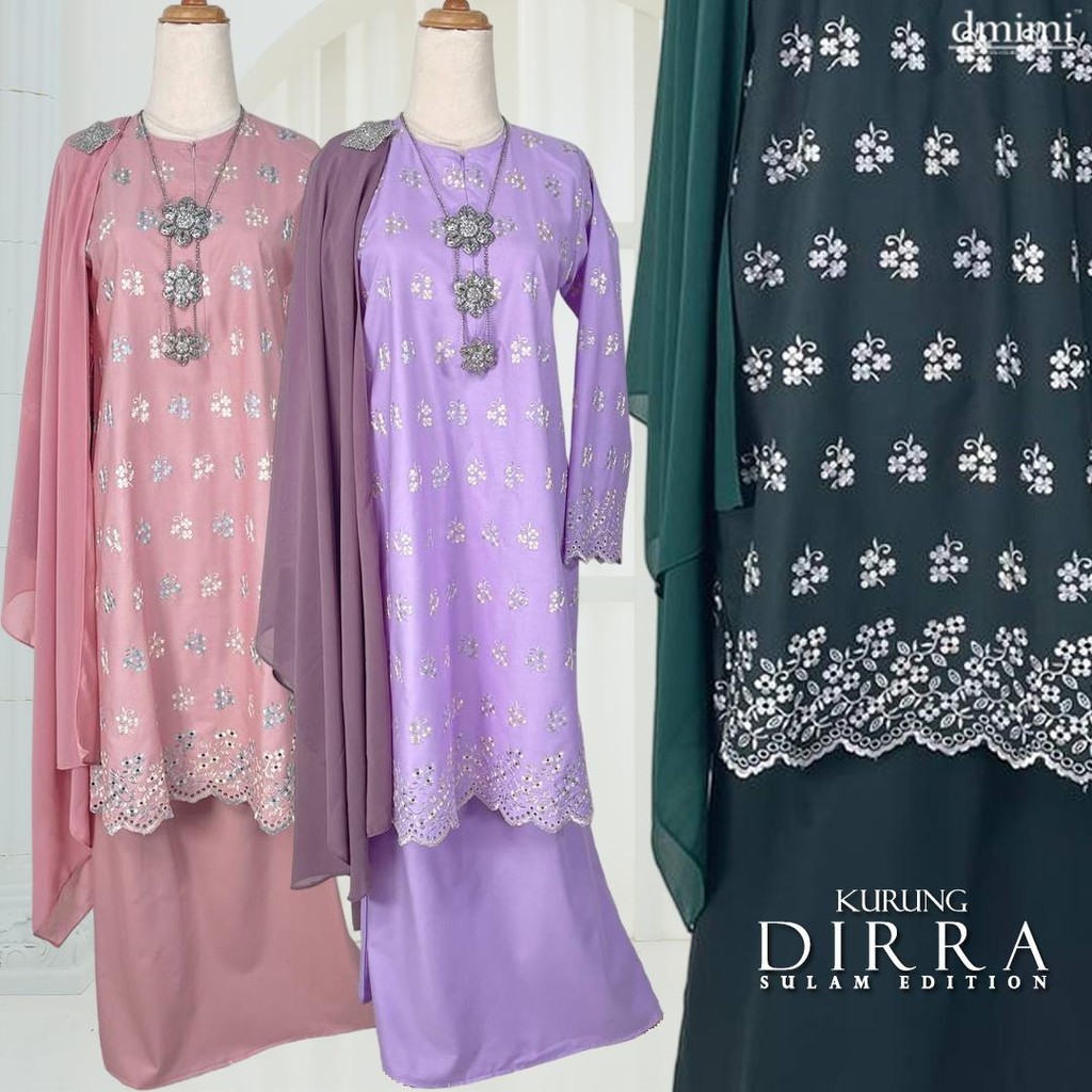 DMIMI EXCLUSIVE Baju Kurung Pahang Labuh Sulam DIRRA | Sulam Premium ...