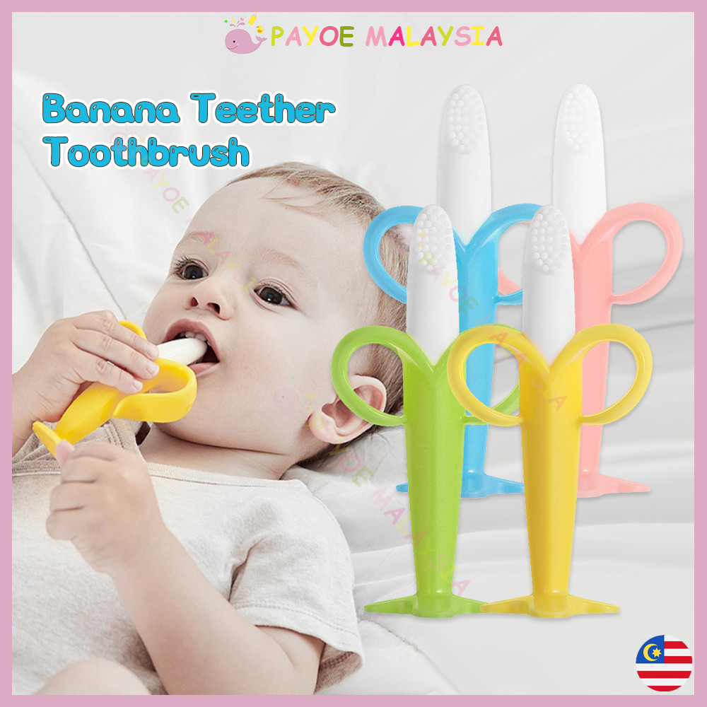 Payoe Baby Toothbrush Silicone Banana Baby Teether Toys Training Banana ...