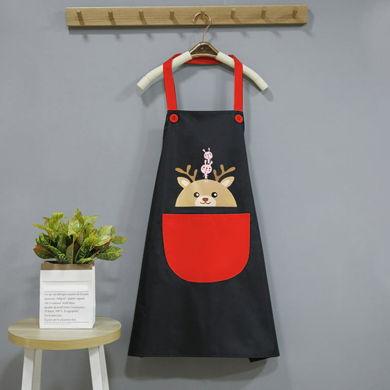 Basupply Cooking Apron Waterproof Kitchen Apron Pockets Cartoon Pattern ...