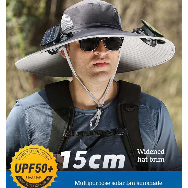 HOT SALE [Double Fan Removable] New Large USB Rechargeable Fan Hat ...