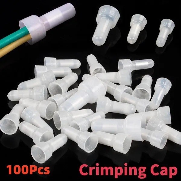100pcs CE-1X CE-2X CE-5X Closed End Crimp Caps Electrical Wire Cable ...