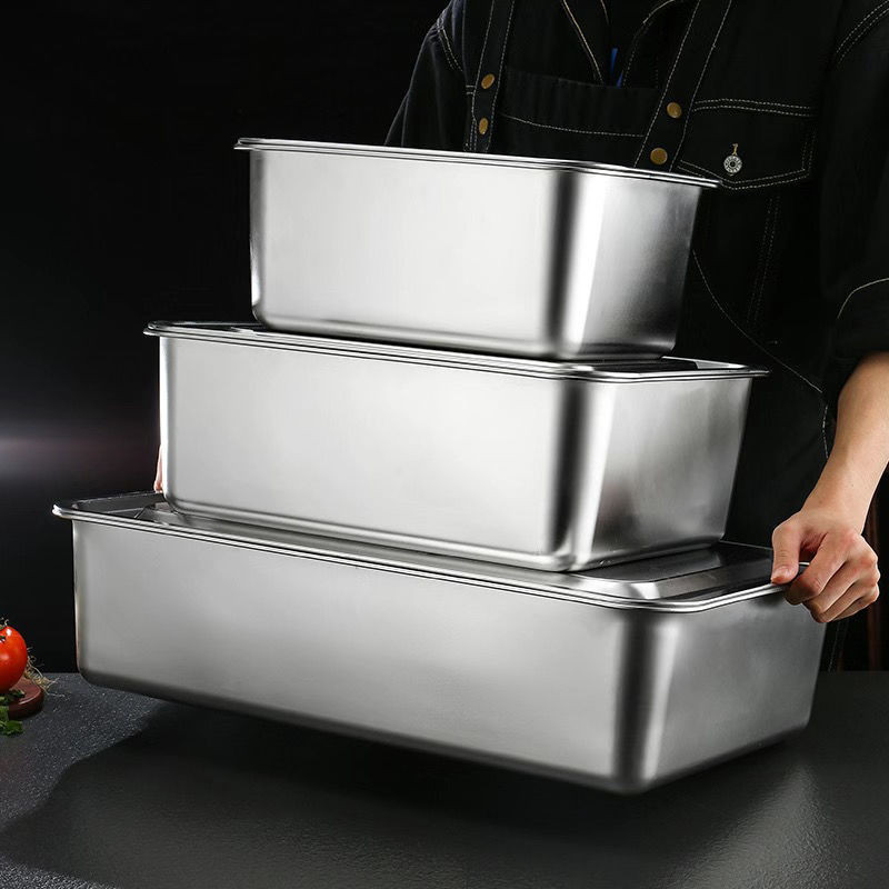 304Stainless Steel Square Basin Rectangular Square Plate Buffet Bowl ...