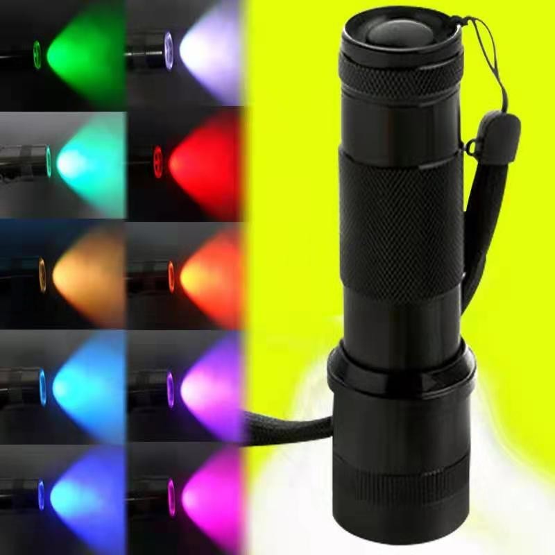 10 Colors in 1 RGB Flashlight 10LED Colorful Fast Slow Flashing Multi ...