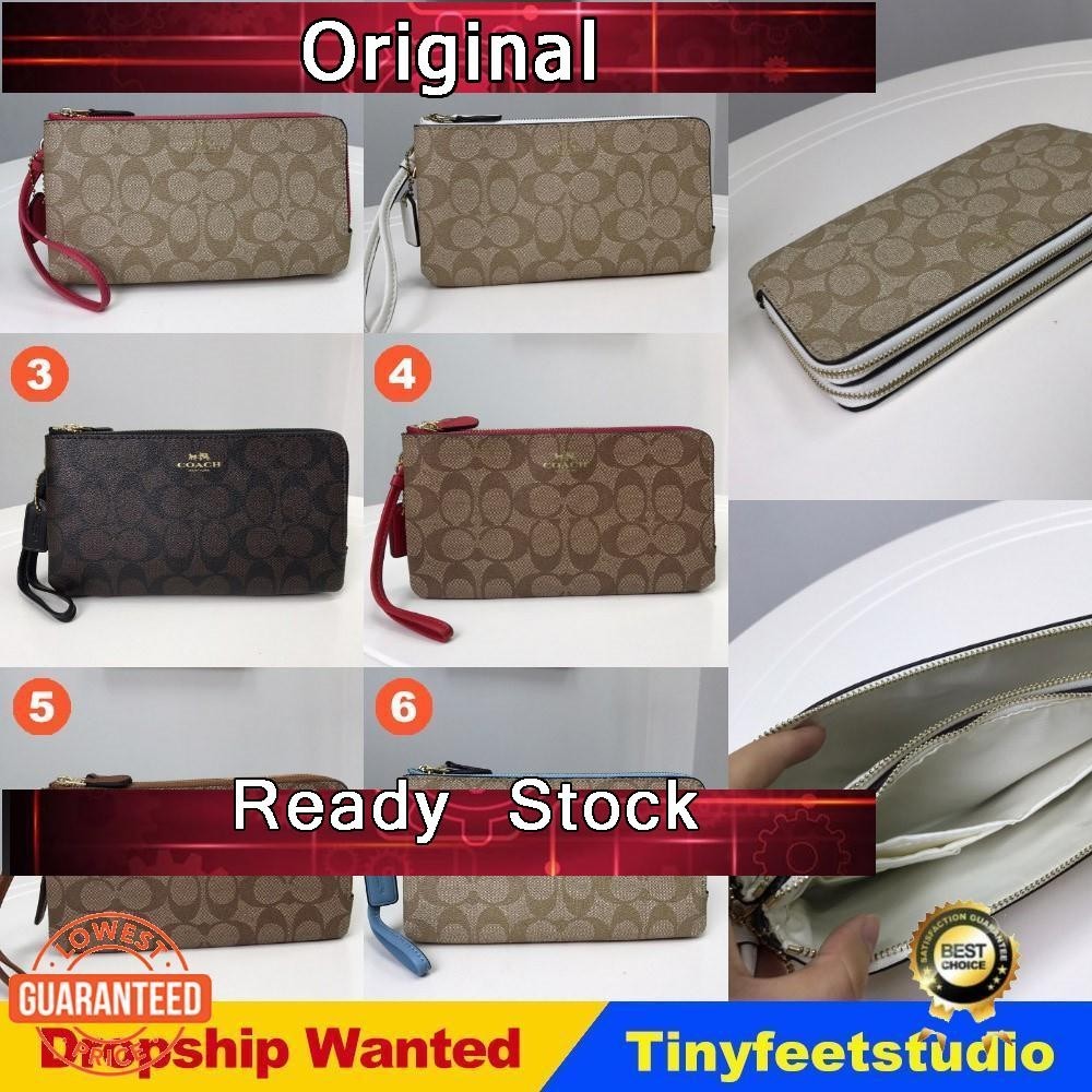 L16 C0ach F54057 Double Zip Wallet In Signature Women Long Purse ...