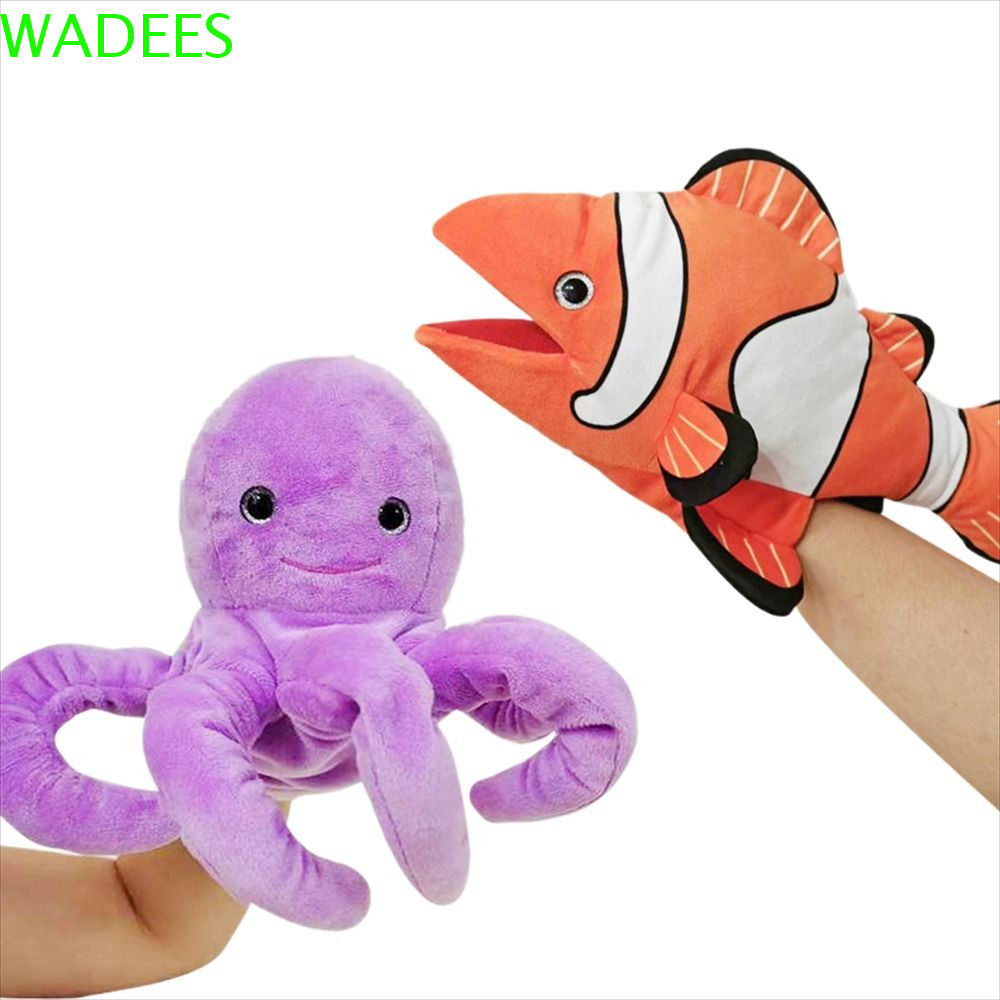 WADEES Sea Animal Puppets, Turtle Whale Hand Doll Plush Shark Puppet ...
