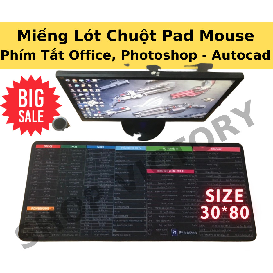 Huge MOUSE PAD 30 X 80 CM - WITH OFFICE OFF KEY, PHOTOSHOP-AUTOCAD ...