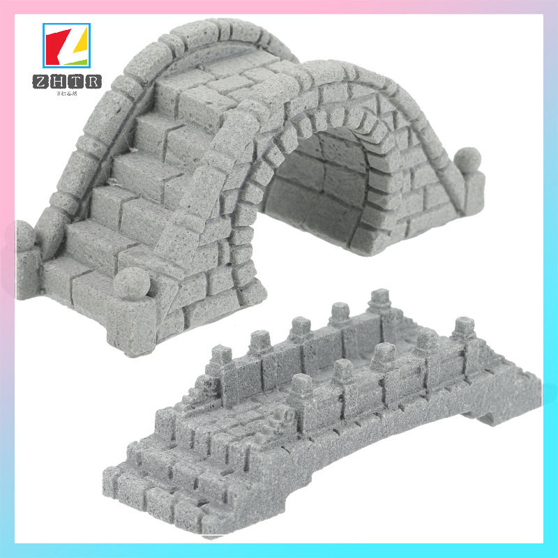 2Pcs Miniature Stone Bridge Fish Tank Bridge Figurine Bonsai Landscape ...